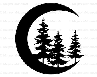 Pine Trees SVG | Files for Cricut, Silhouette | Cut Files | Moon ...
