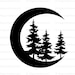 Moon Crescent & Trees SVG: Forest Cut File, PNG (digital Download ...