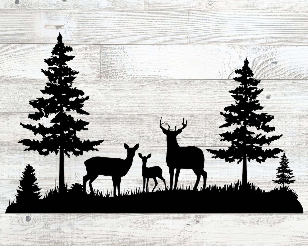 Deer in the Forest Svg, Deer Family Svg, Cut File for Cricut, Deer PNG ...