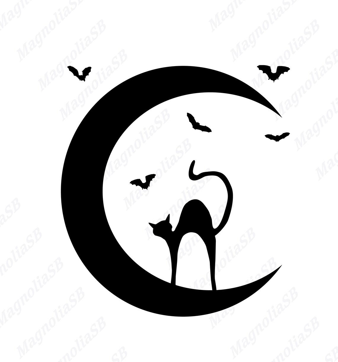 Moon Cat Svg Bats Svg Cut File for Cricut Moon With Cat and - Etsy