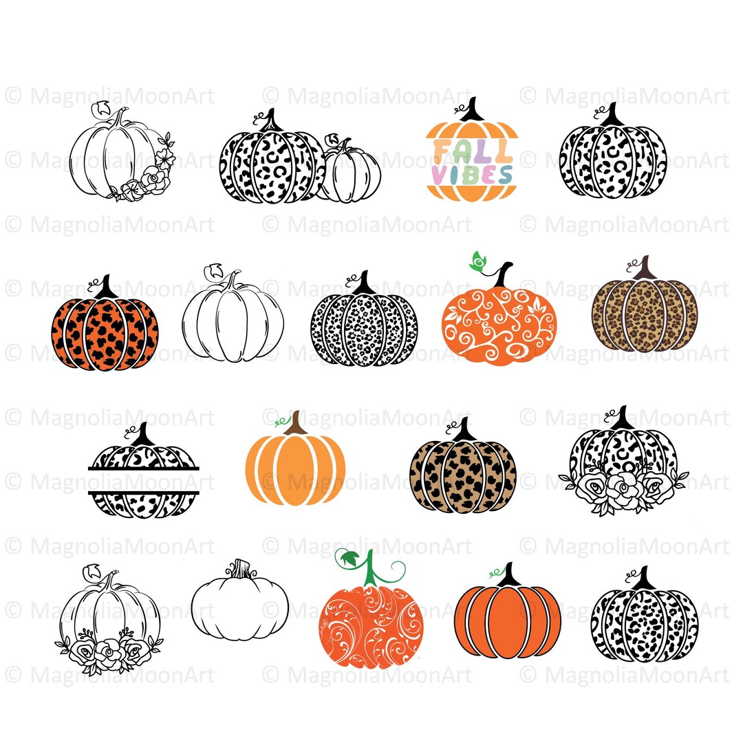 Pumpkins Bundle Svg, Pumpkin Svg, Cut File for Cricut, PNG, Jpg, Dxf ...