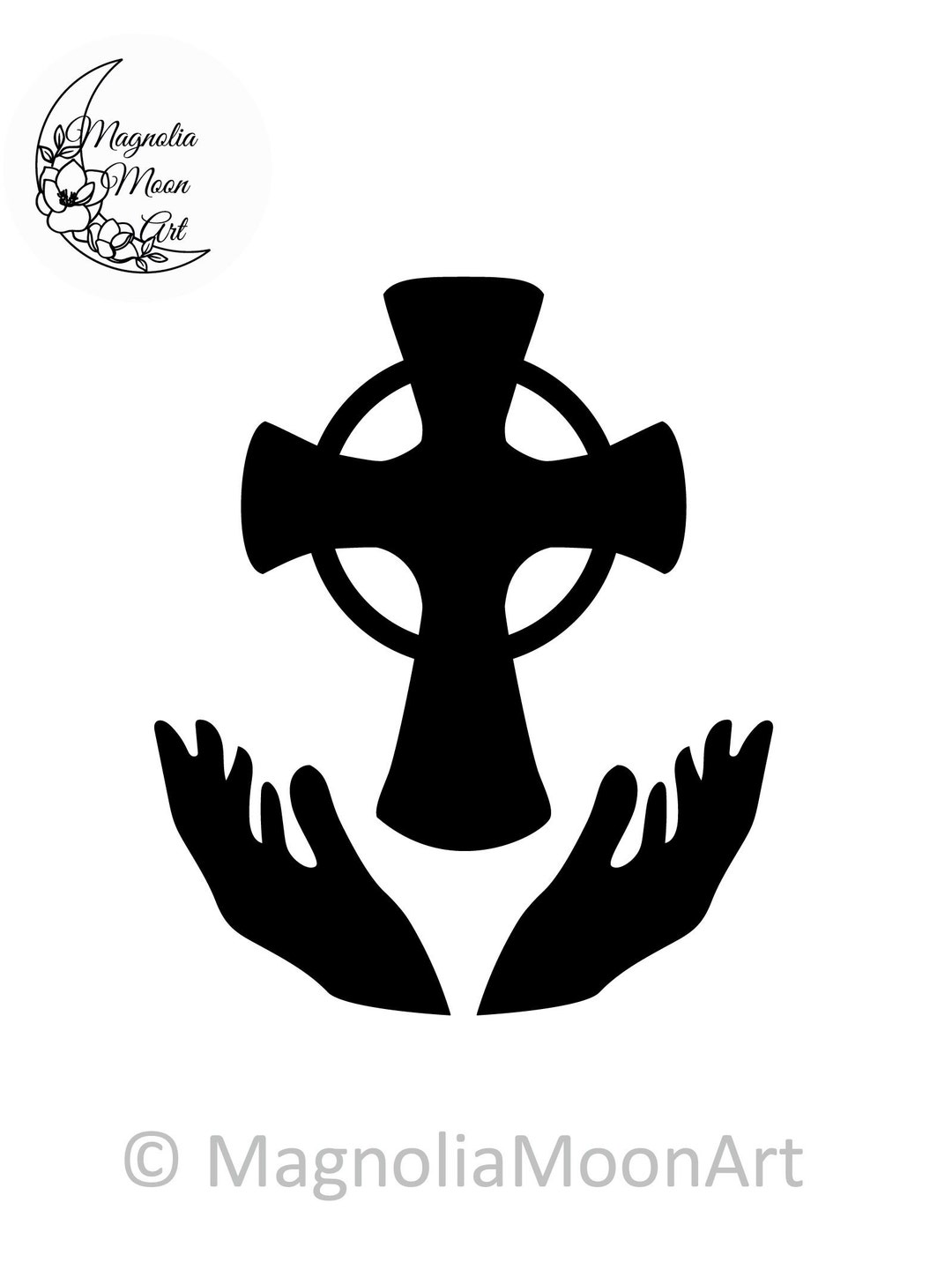 Praying Hands Celtic Cross SVG DXF: Christian Silhouette (digital ...