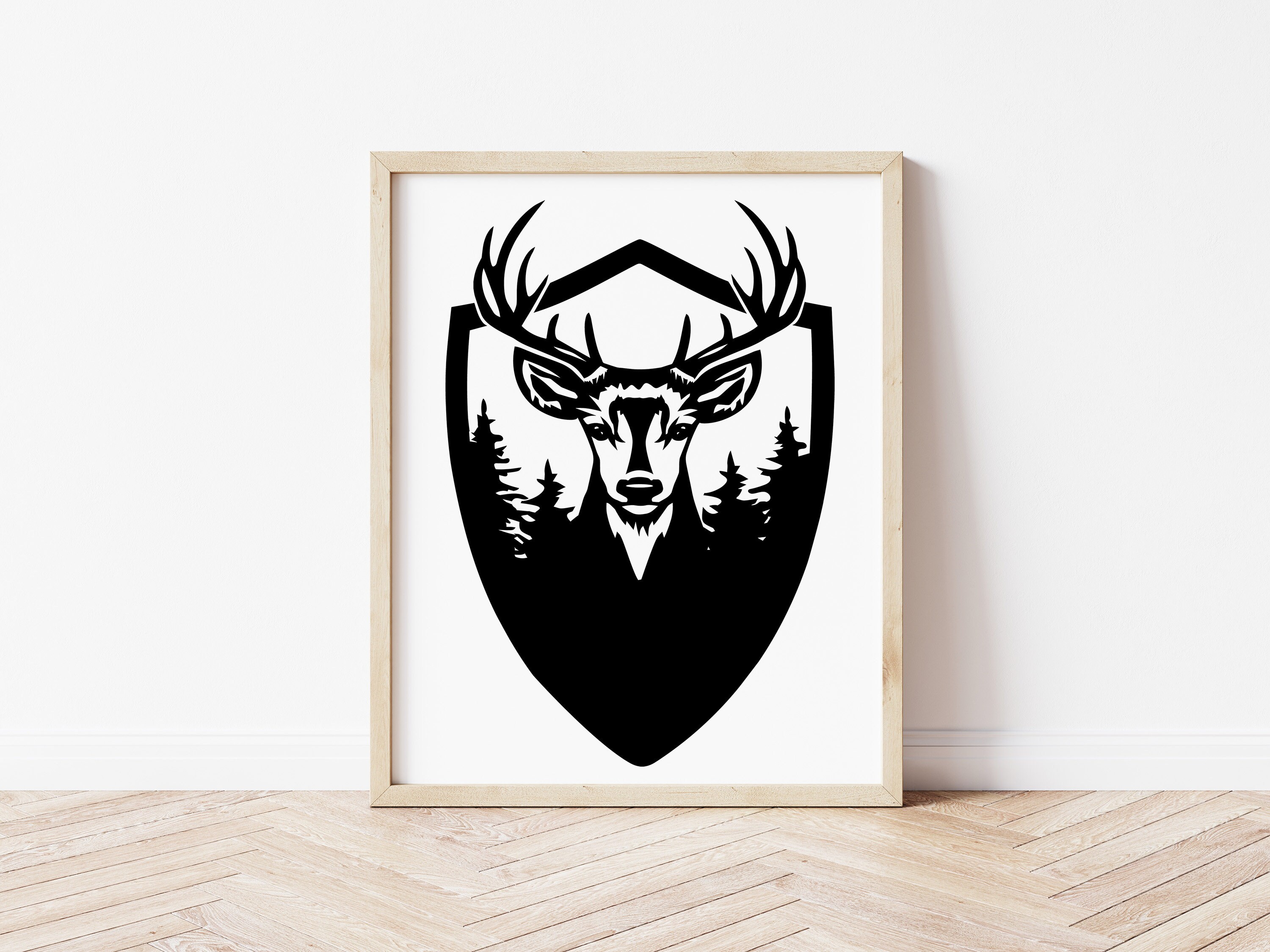 Deer Head Shield SVG: Forest Silhouette Cut File (digital Download) - Etsy