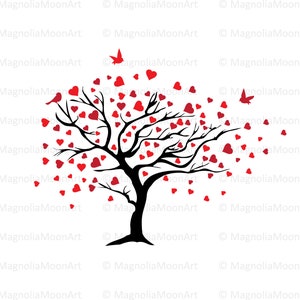 Love Tree SVG: Hearts and Birds Valentine's Day Cut File - Etsy