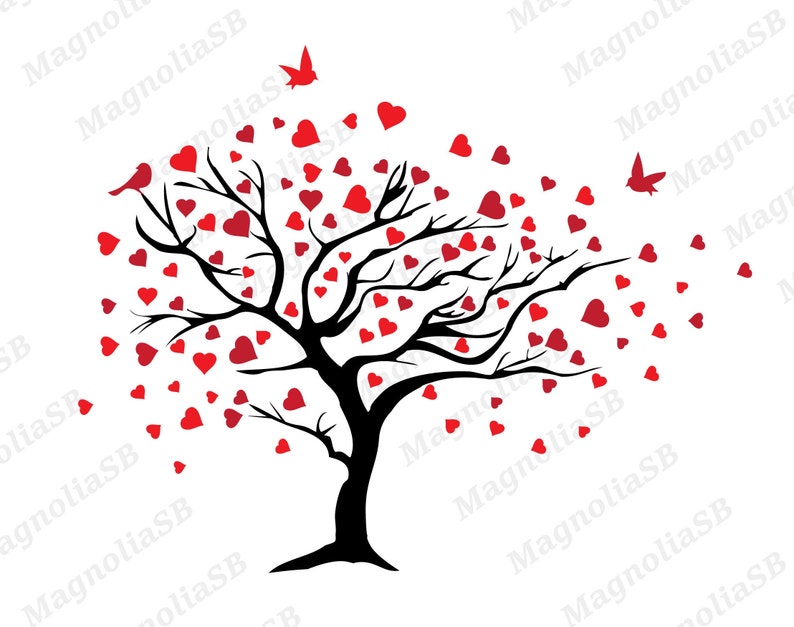 Love Tree SVG Tree With Hearts Svg Cut File for Cricut | Etsy