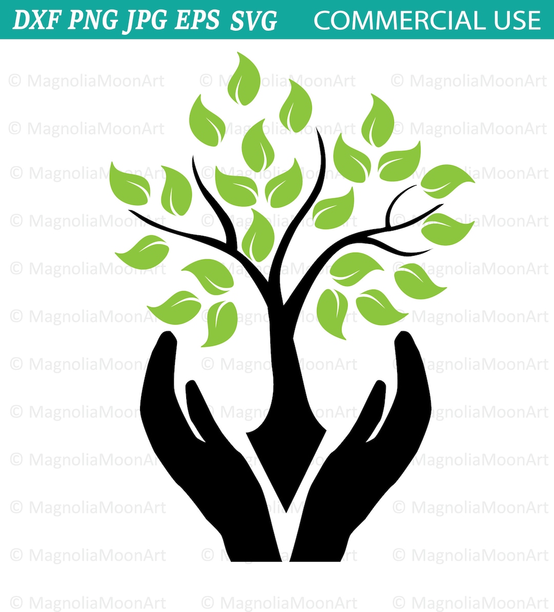 Hand Holding Tree SVG, Hand Tree DXF, Hands Protecting Tree Clipart ...