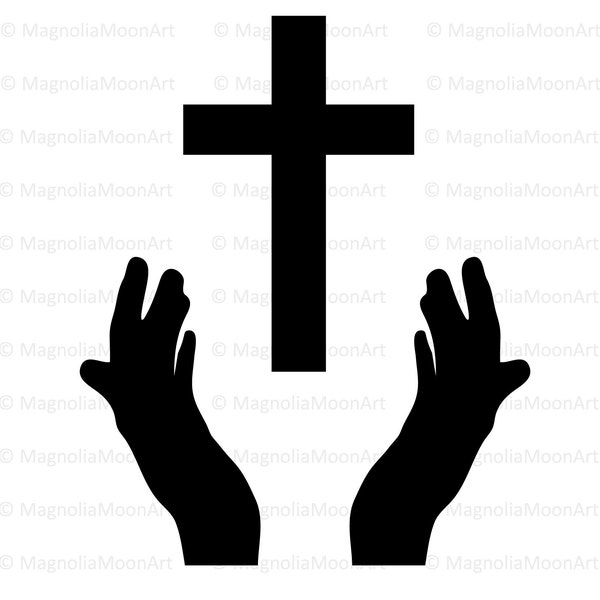 Praying Hand and Cross Svg - Etsy