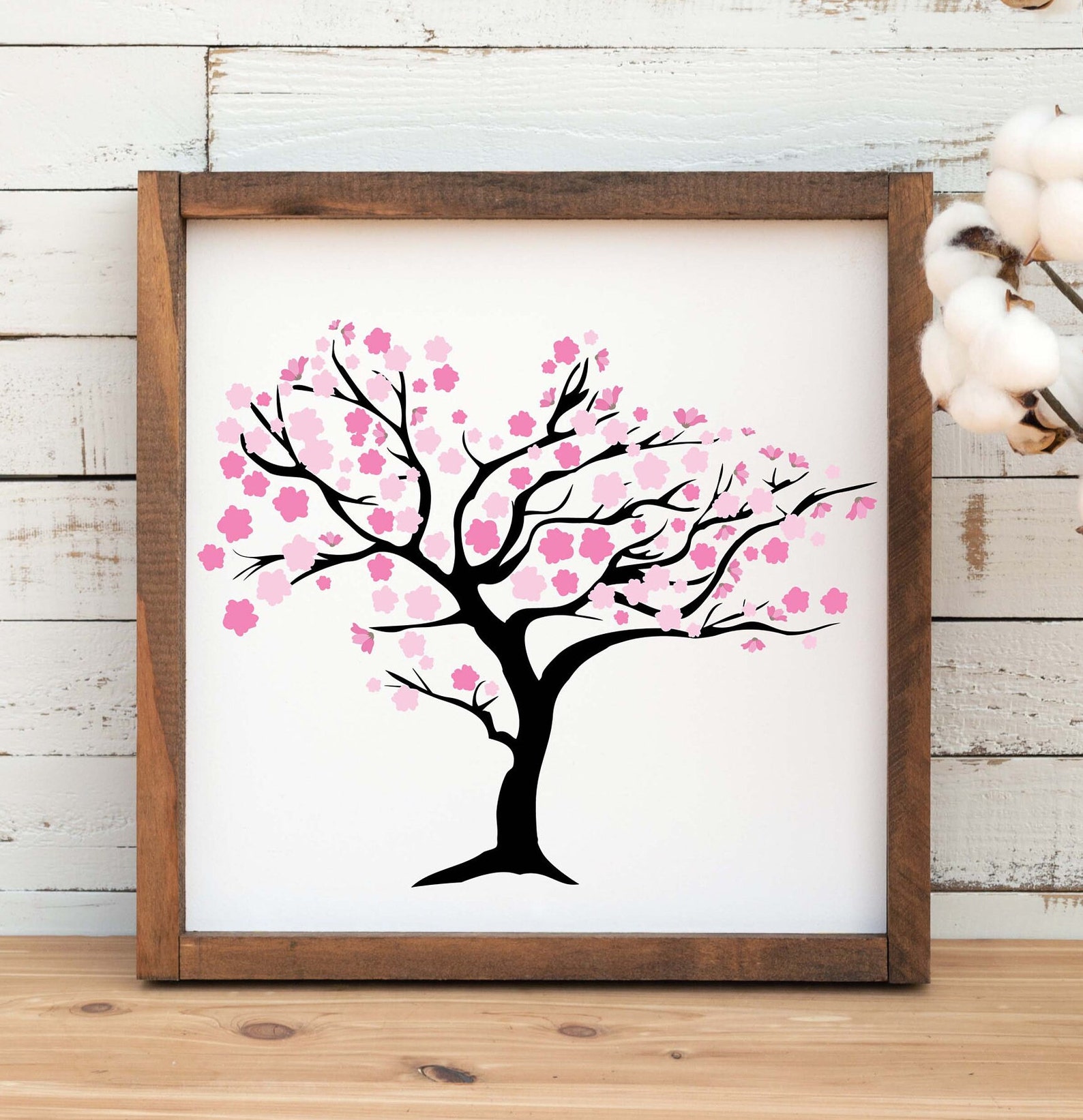 Cherry Blossom Tree SVG: Pink Flower Silhouette, Cricut Cut File ...