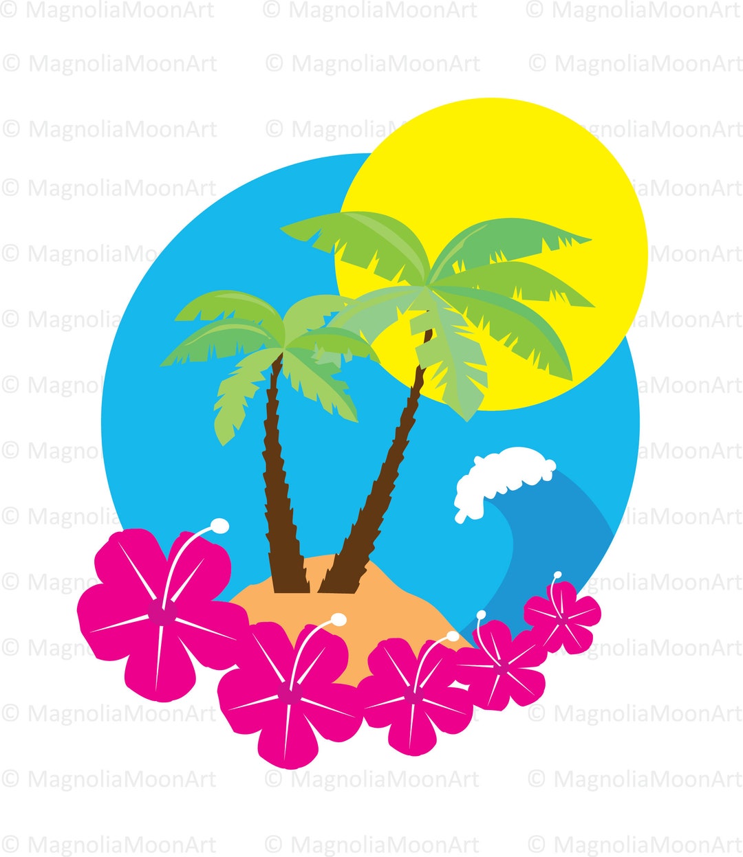Beach and Ocean SVG, Layered Cut File for Cricut, Shirt Design, Palm ...