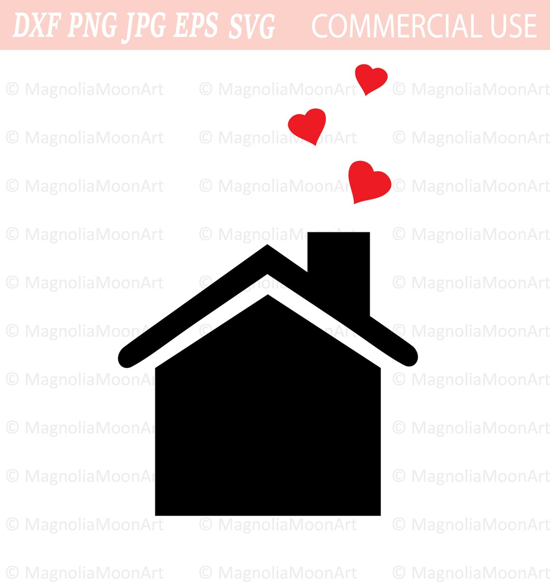 House SVG, DXF, House With Hearts Clipart, Cutting, House Vector, House ...