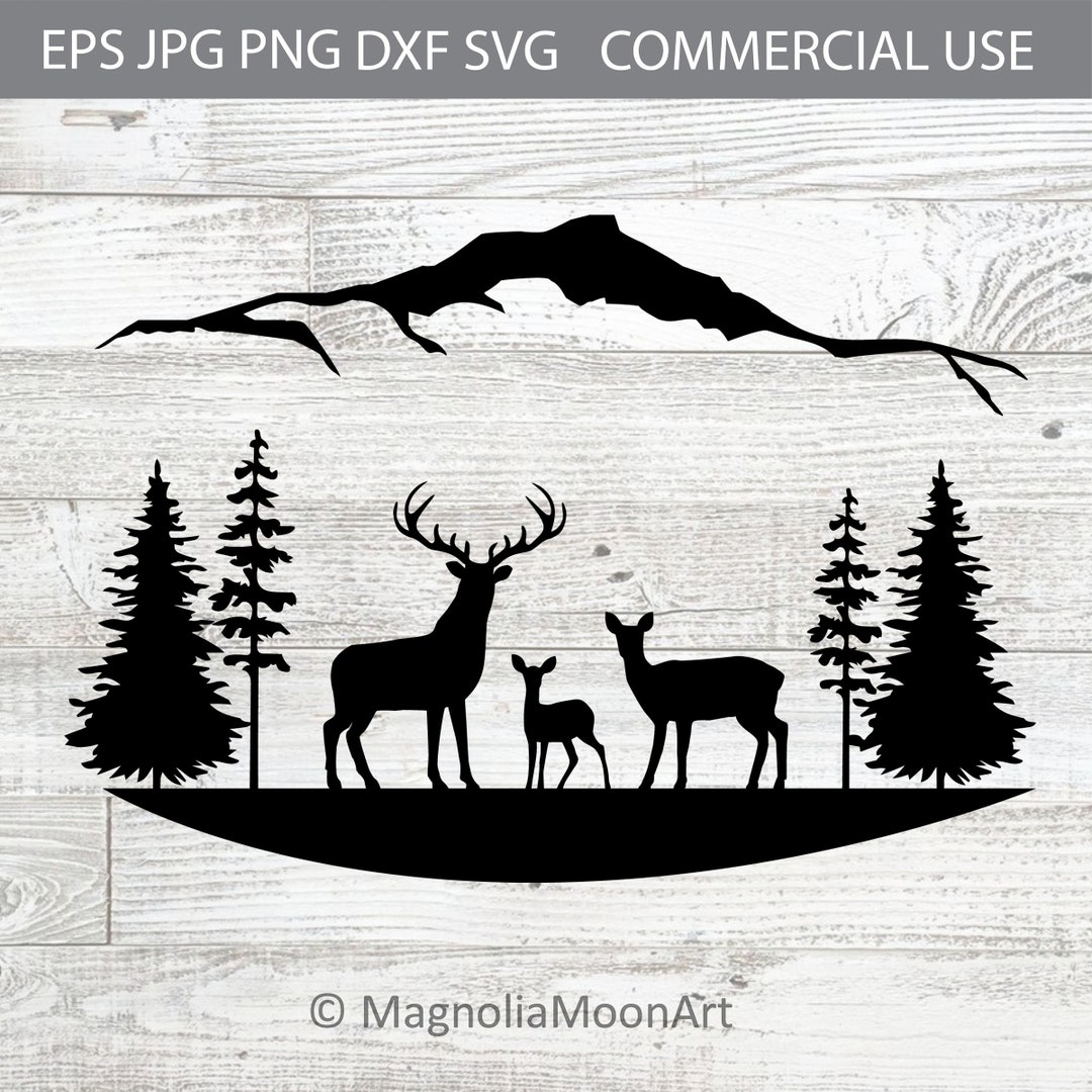 Family of Deer Svg File, Deer Family Svg, Deer Family Svg, Mountains ...