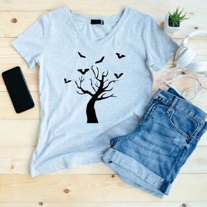 Tree With Bats Svg, Cut File for Cricut, Halloween Svg, Dxf File for ...