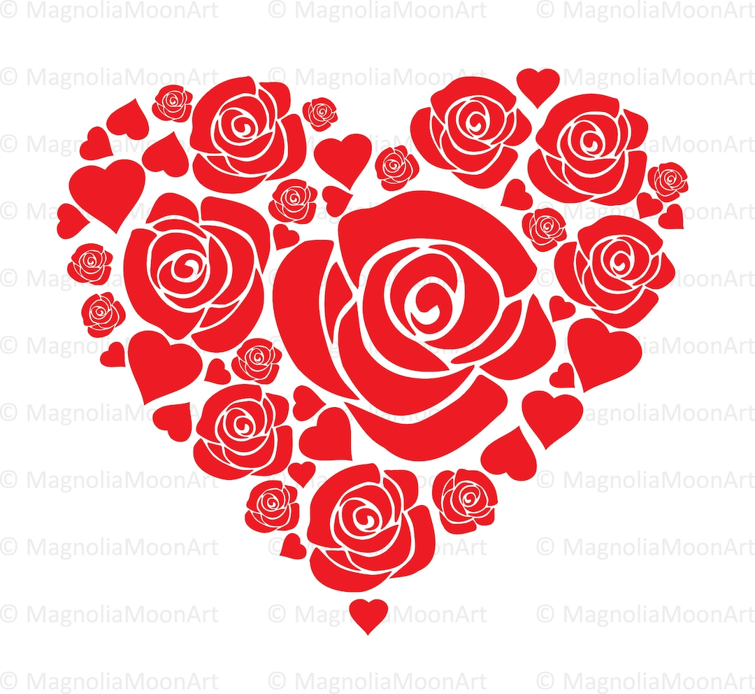 Rose Heart SVG, Floral Heart Svg, Cut File for Cricut, Heart Made of ...