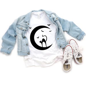 Spooky Halloween Moon Cat and Bats SVG - Cut File for Cricut, DXF, PNG ...