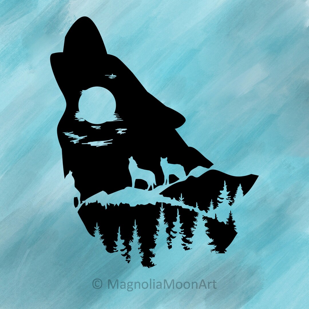 Howling at the Moon Wolf SVG, Wolf Svg, Cut File for Cricut, Forest Svg ...