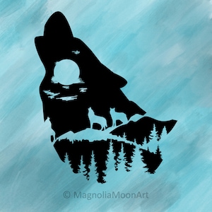 Howling at the Moon Wolf SVG, Wolf Svg, Cut File for Cricut, Forest Svg ...