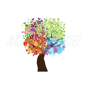 Four Seasons Tree Digital Clip Art, Printable Tree, Printable Art ...