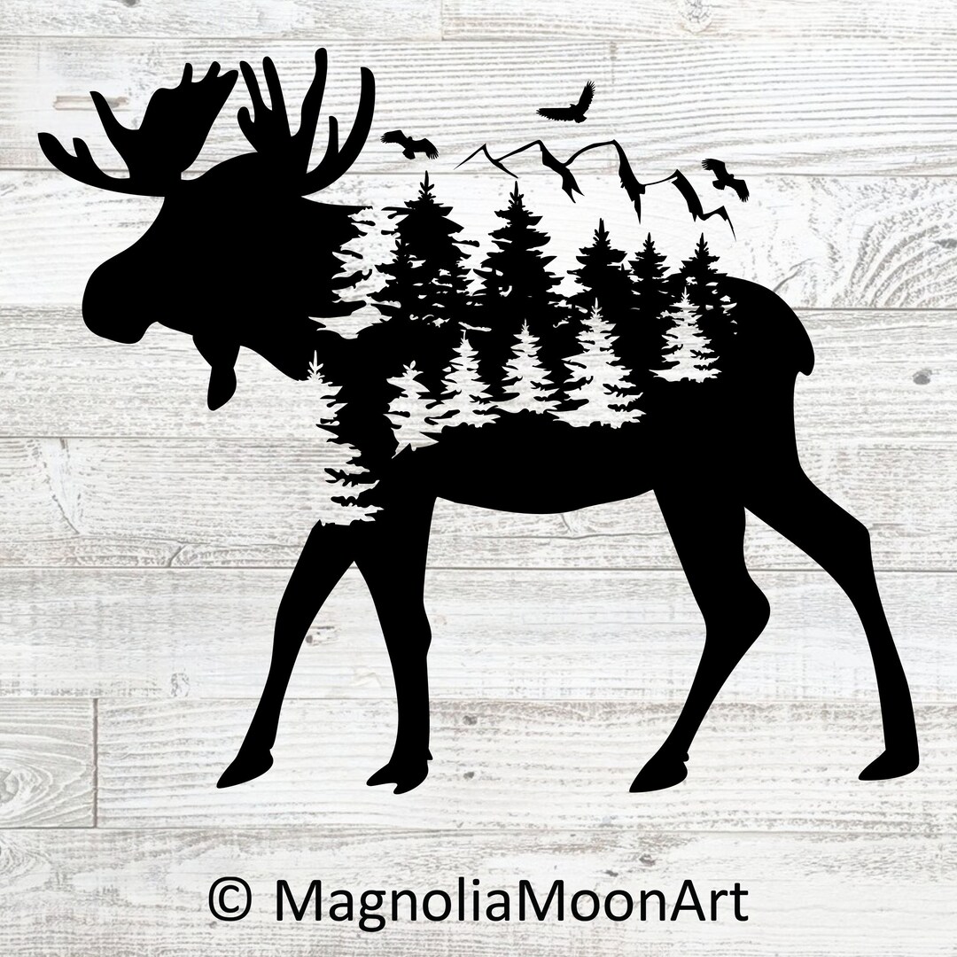 Moose Svg, Forest Svg, Fantasy Moose Svg, Cut File for Cricut, Tree Svg ...