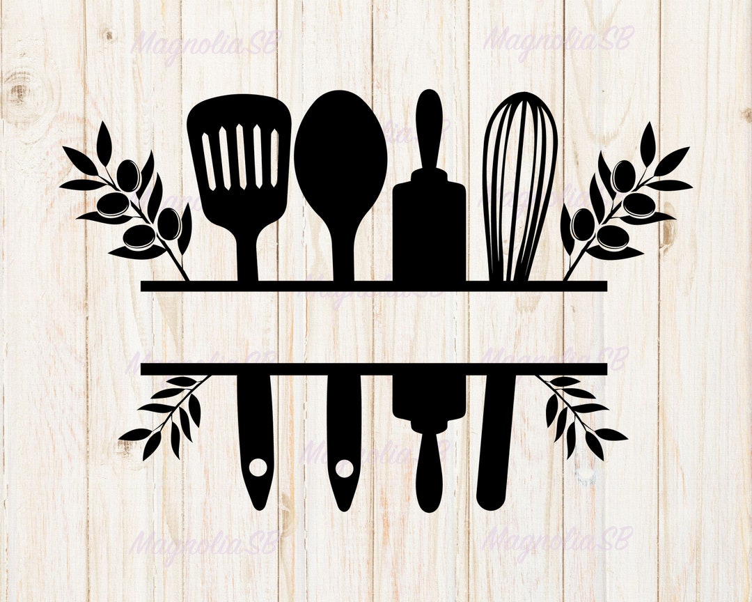Kitchen Utensils Split Monogram SVG, Kitchen Svg, Kitchen Split With ...