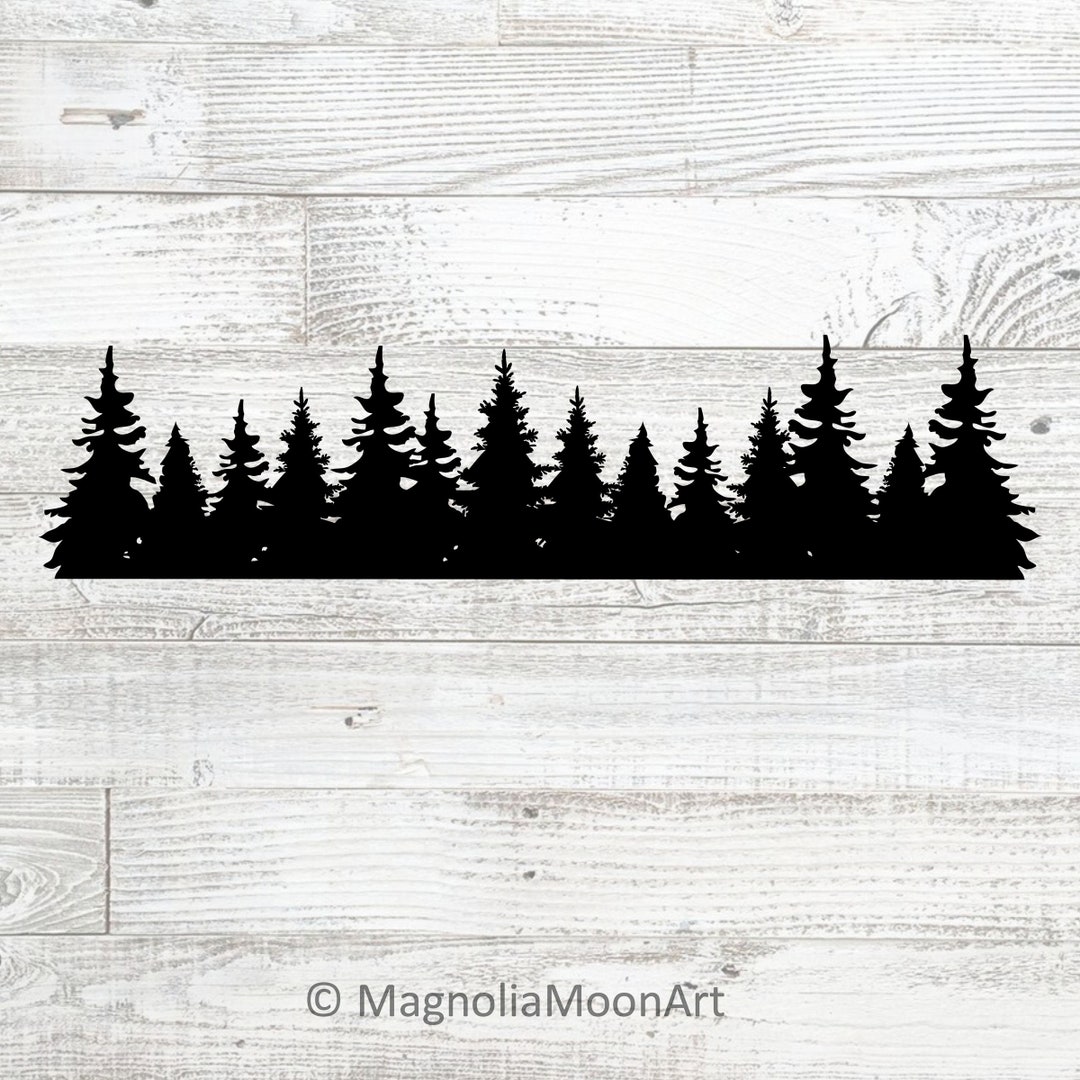 Forest Silhouette SVG: Tree Line Cut File, Christmas Tree PNG - Etsy