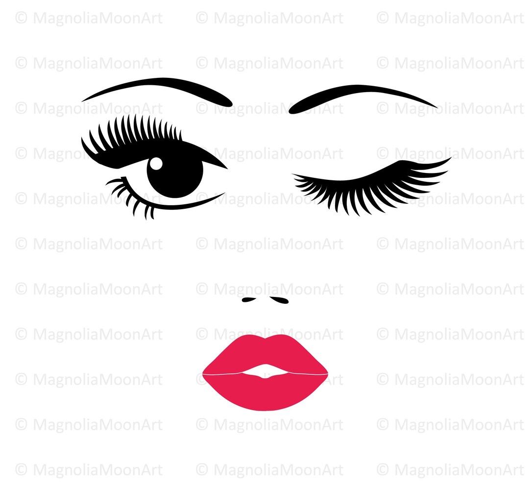 Woman Face SVG: Lashes, Lips, Beauty Clipart (digital Download) - Etsy
