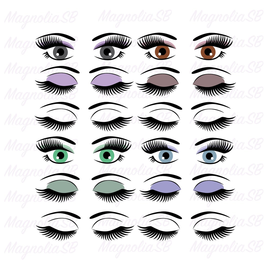 Eye Bundle Svg, Eye Svg, Long Lashes Svg, Eye PNG, Eye Dxf, Jpg, Cut ...