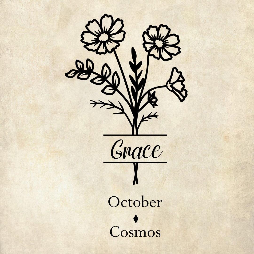 Birth Month Flower Frame Svg | Birth Month Flower Bouquet | Cut File ...