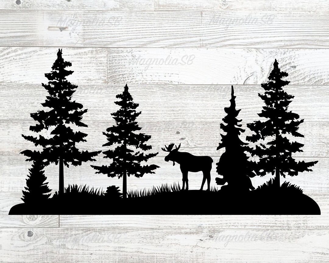 Moose in the Woods Svg Moose in the Forest Svg Dxf Cut File - Etsy