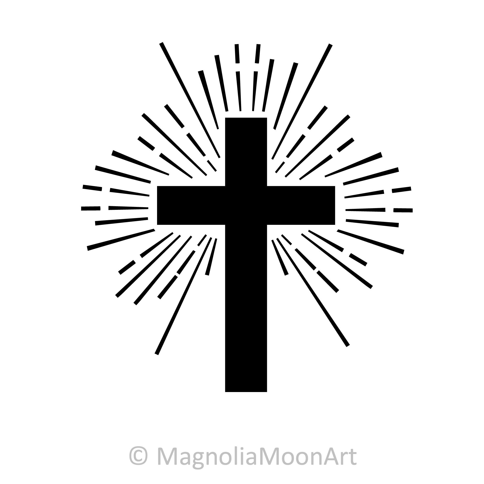 Croix chrétienne avec rayons SVG : clipart religieux (téléchargement ...