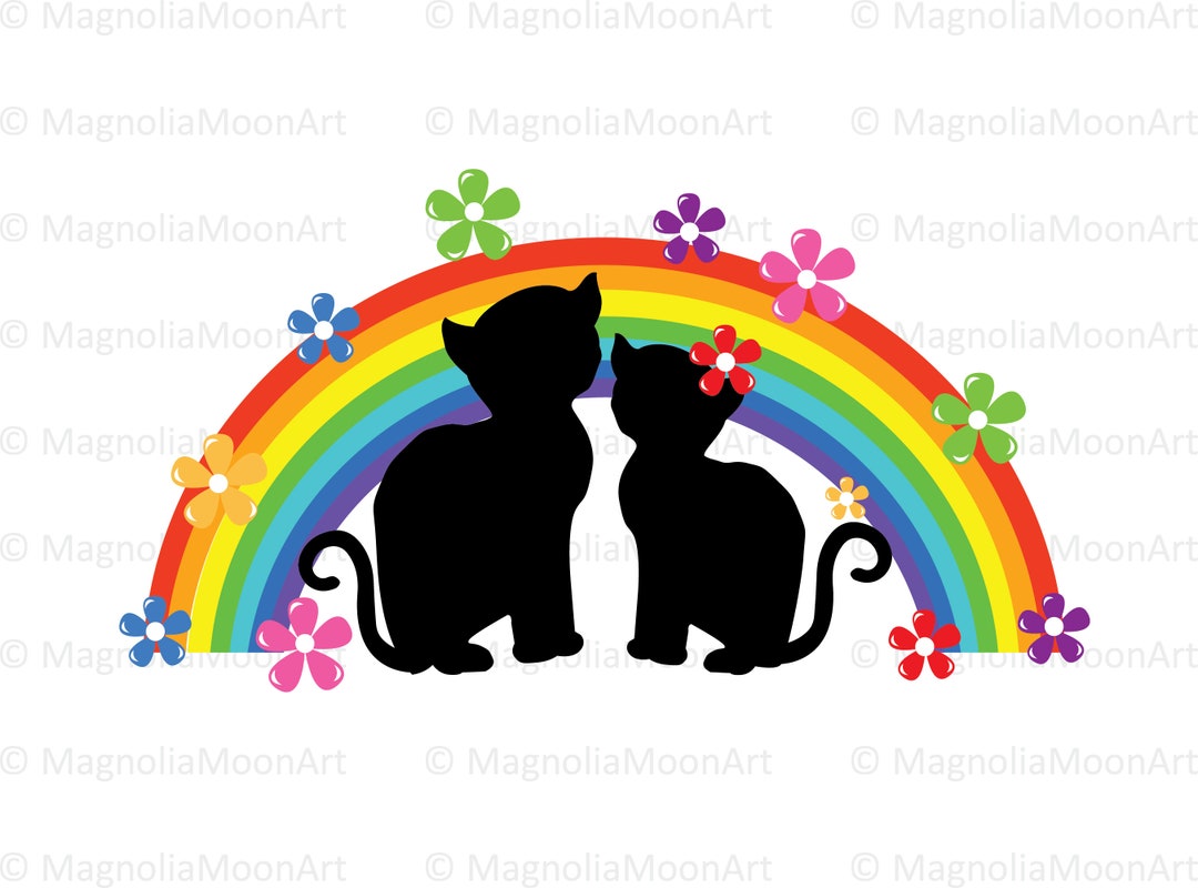 Cats and Rainbow SVG: Floral Cricut Cut File (digital Download) - Etsy