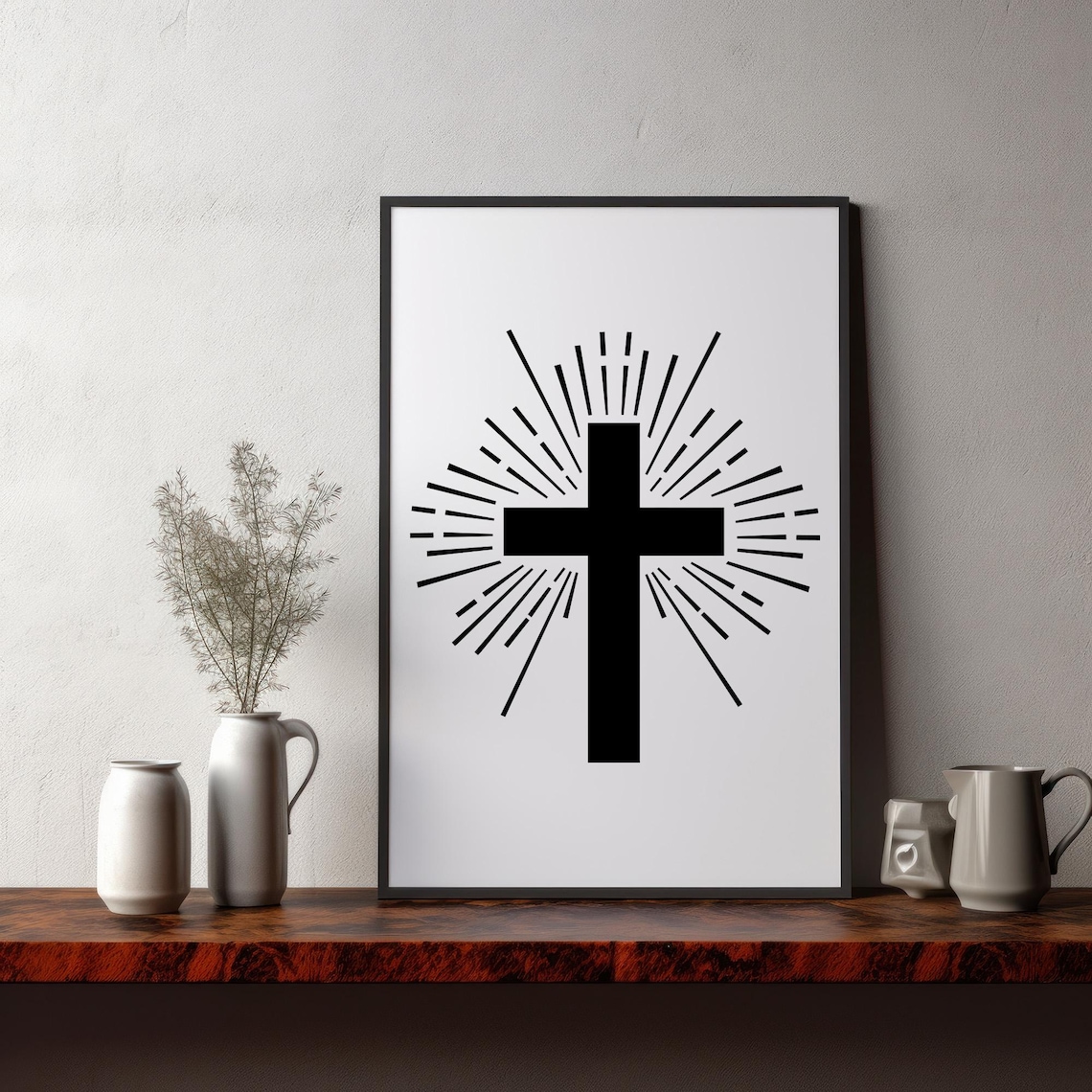 Croix chrétienne avec rayons SVG : clipart religieux (téléchargement ...