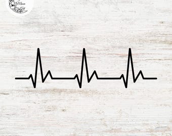 Heartbeat Line SVG, ECG EKG Cut Files, Healthcare Vector Graphics ...
