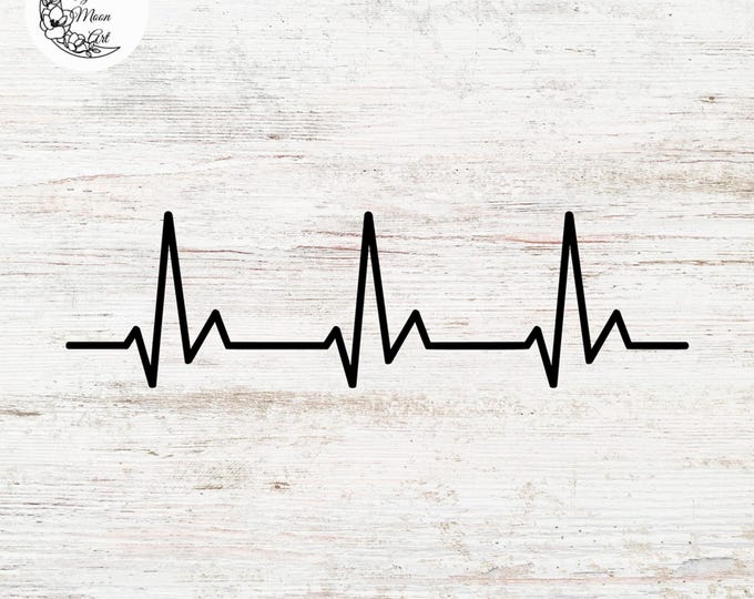 Heartbeat Line SVG Files, ECG EKG Cut Files, Healthcare Vector Files ...