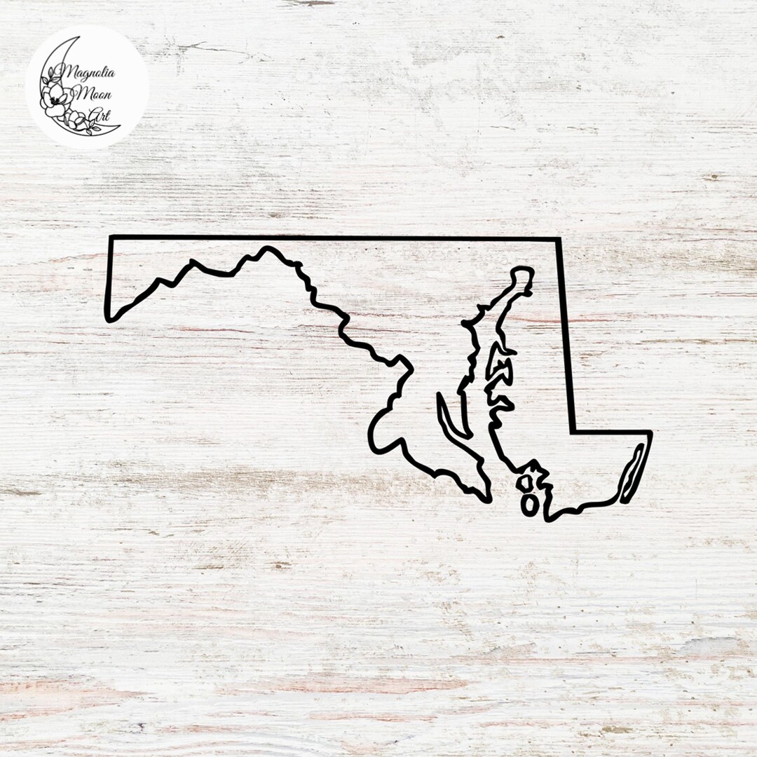 Maryland Outline SVG File | Maryland Cut File | DXF File for Laser Cut ...