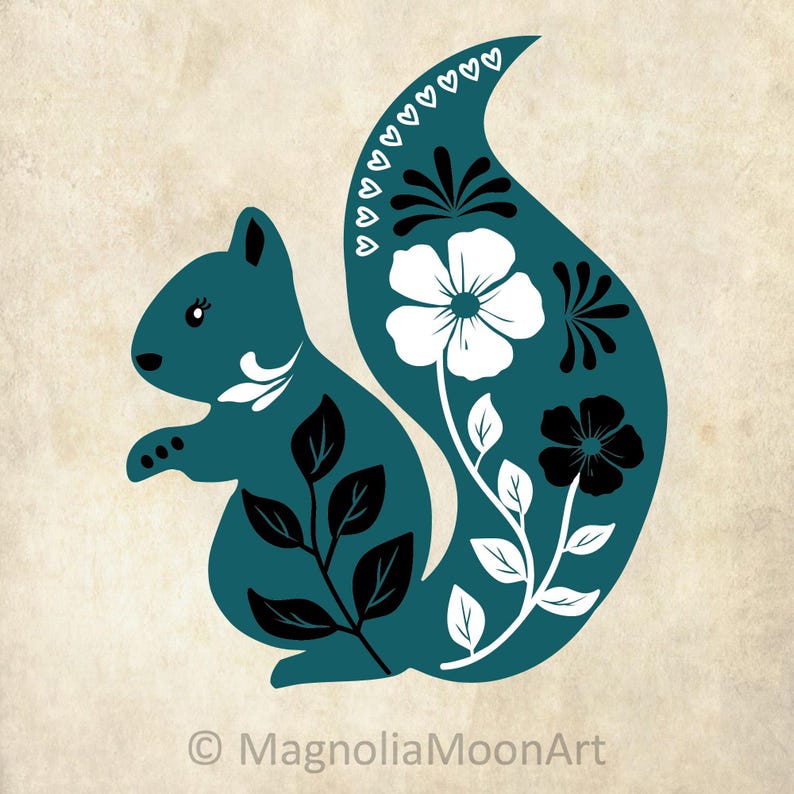 Scandinavian Squirrel SVG: Nordic Folk Art Clip Art (digital Download ...