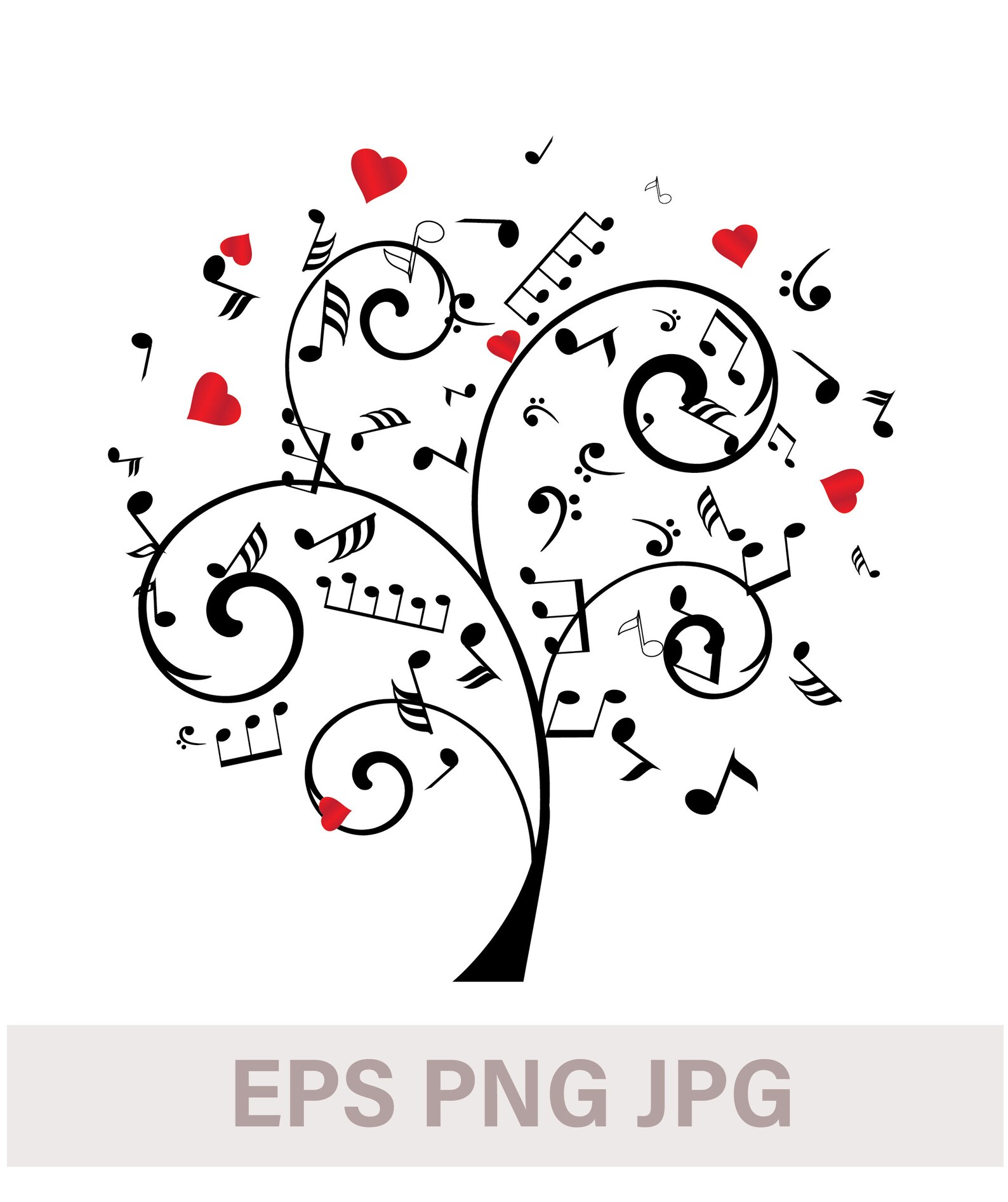 Music Tree With Notes Digital Clip Art Printable Card Music - Etsy