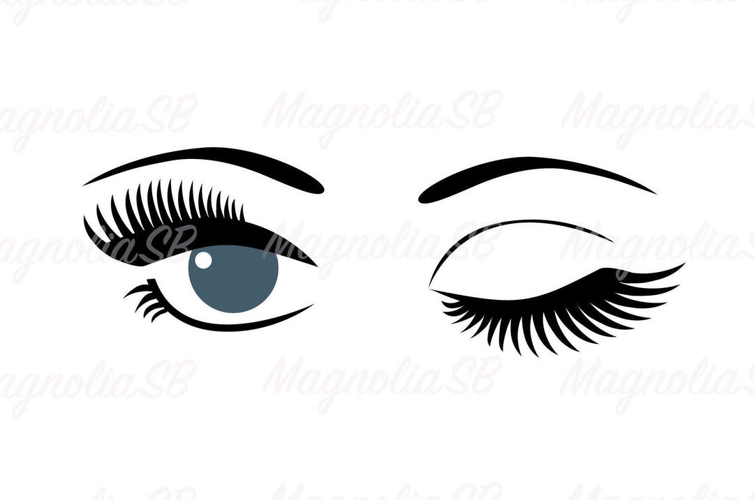 Blue Winking Eyes SVG: Long Lashes Clipart (digital Download) - Etsy