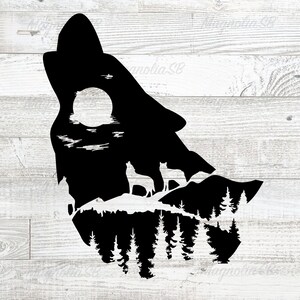 Lobo aullando SVG DXF Wolf Clipart archivo de corte para - Etsy México