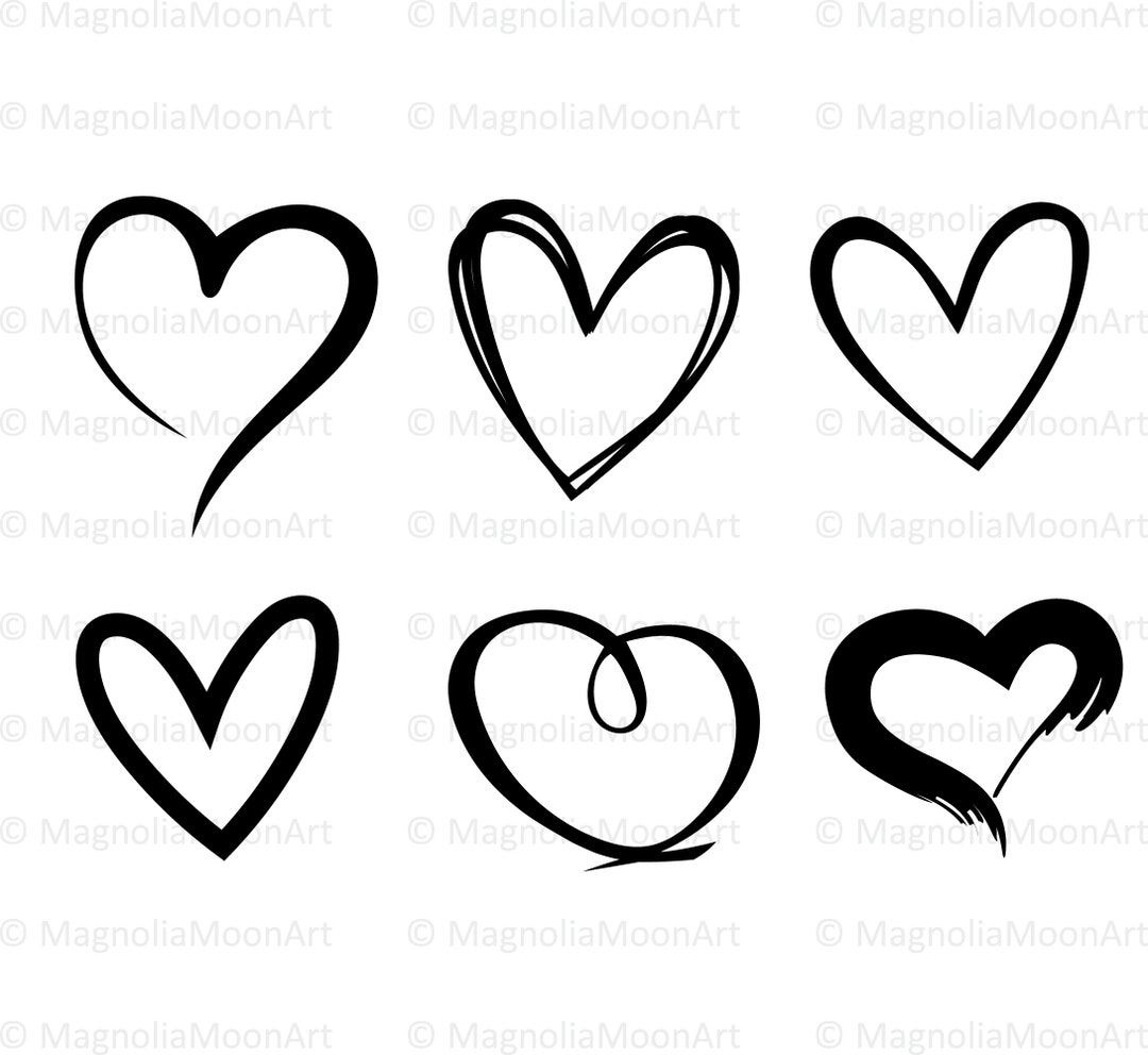 Hand Drawn Hearts Svg, Hearts Bundle Svg, Heart Svg, Cut File for ...