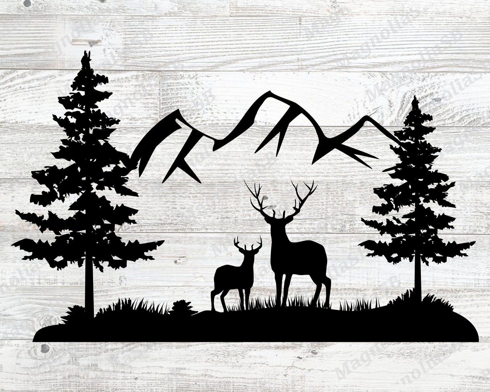 Deer Trees Mountains Svg Deer Svg Cut File for Cricut | Etsy