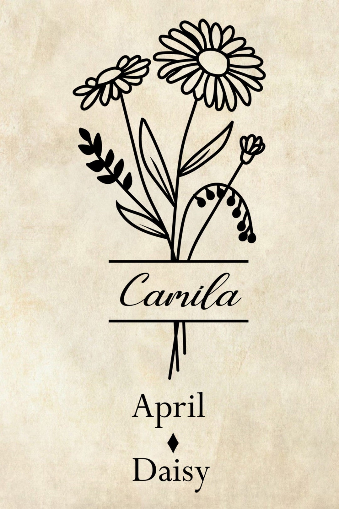 Birth Month Daisy Flower Frame SVG: April Floral Cut File (PNG, JPG) - Etsy
