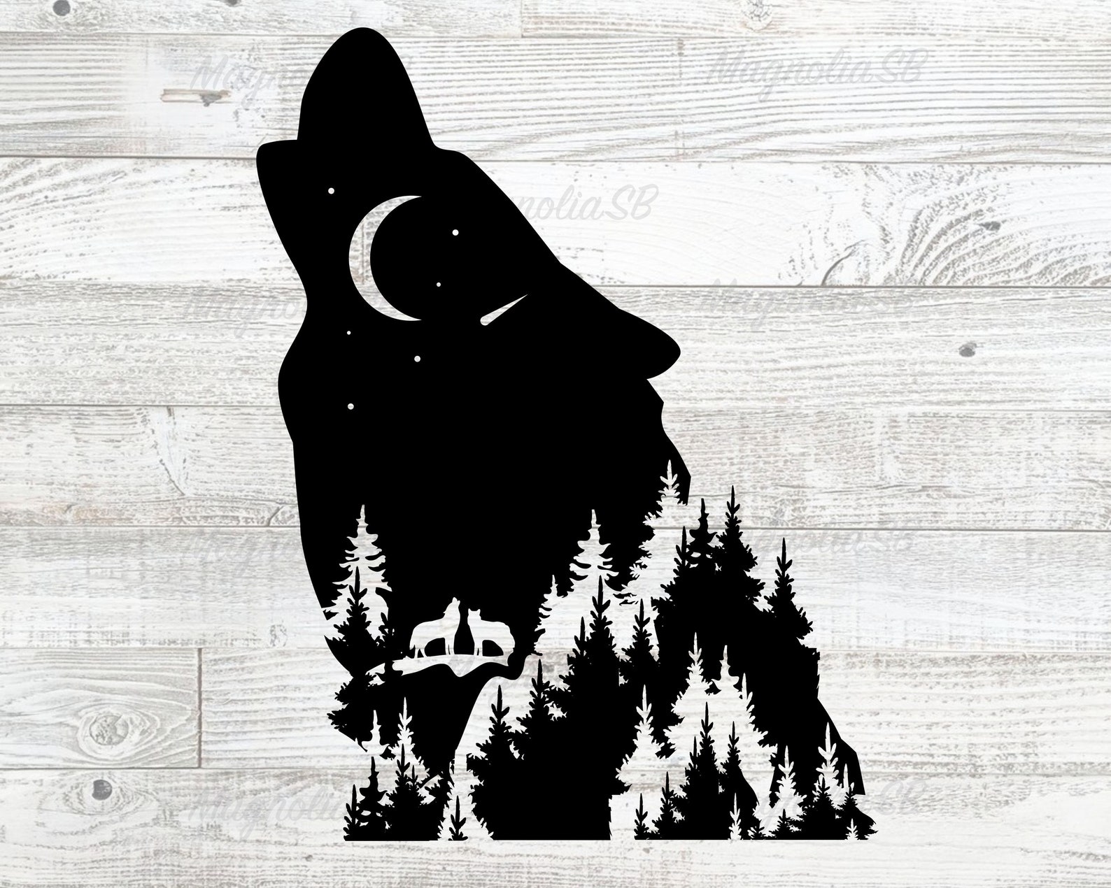 Howling Wolf Svg Dxf Wolf Head Silhouette Clip Art Wolf | Etsy
