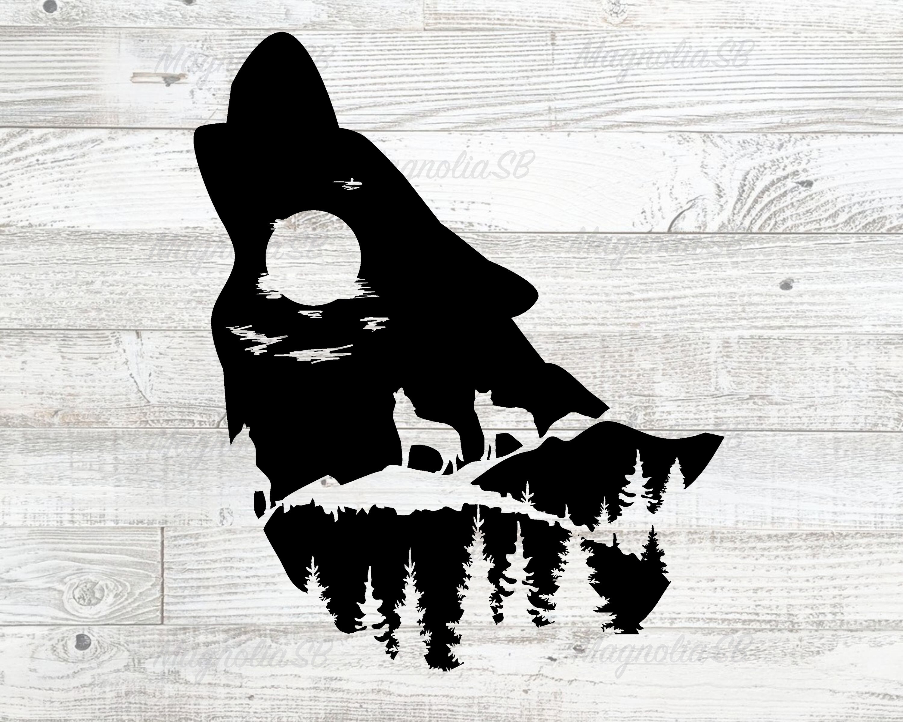 Howling Wolf Head Silhouette