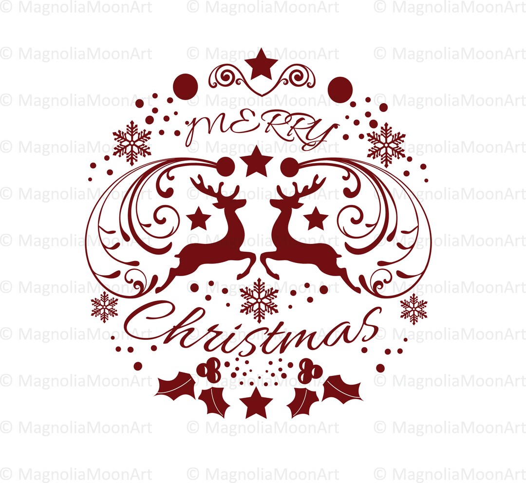 Christmas Frame With Reindeer SVG, Christmas DXF, Clipart, Cutting ...