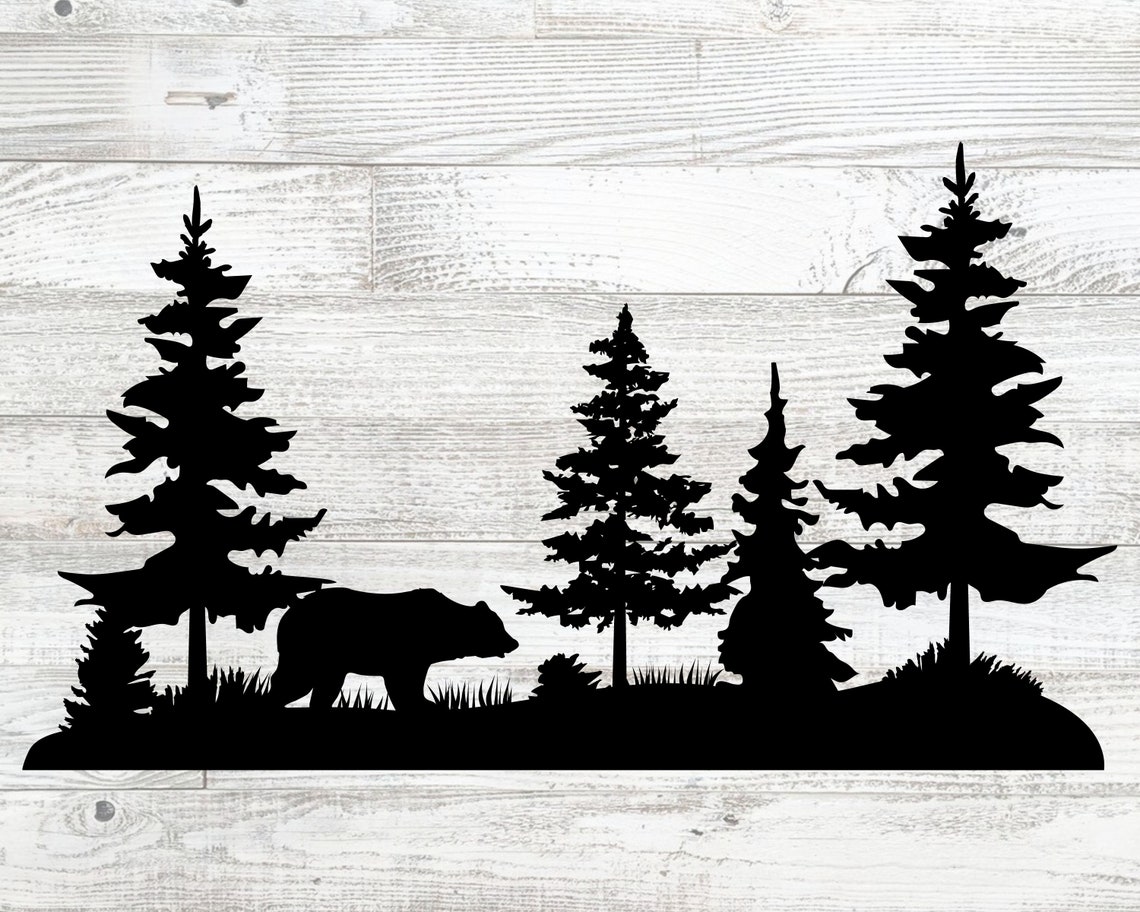Bear in Pine Forest Svg Bear Svg Forest Svg Cut File for - Etsy