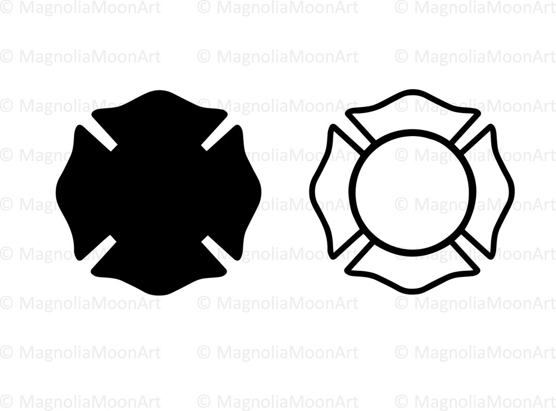 Maltese Cross Firefighter Badge SVG DXF Cut Files - Etsy