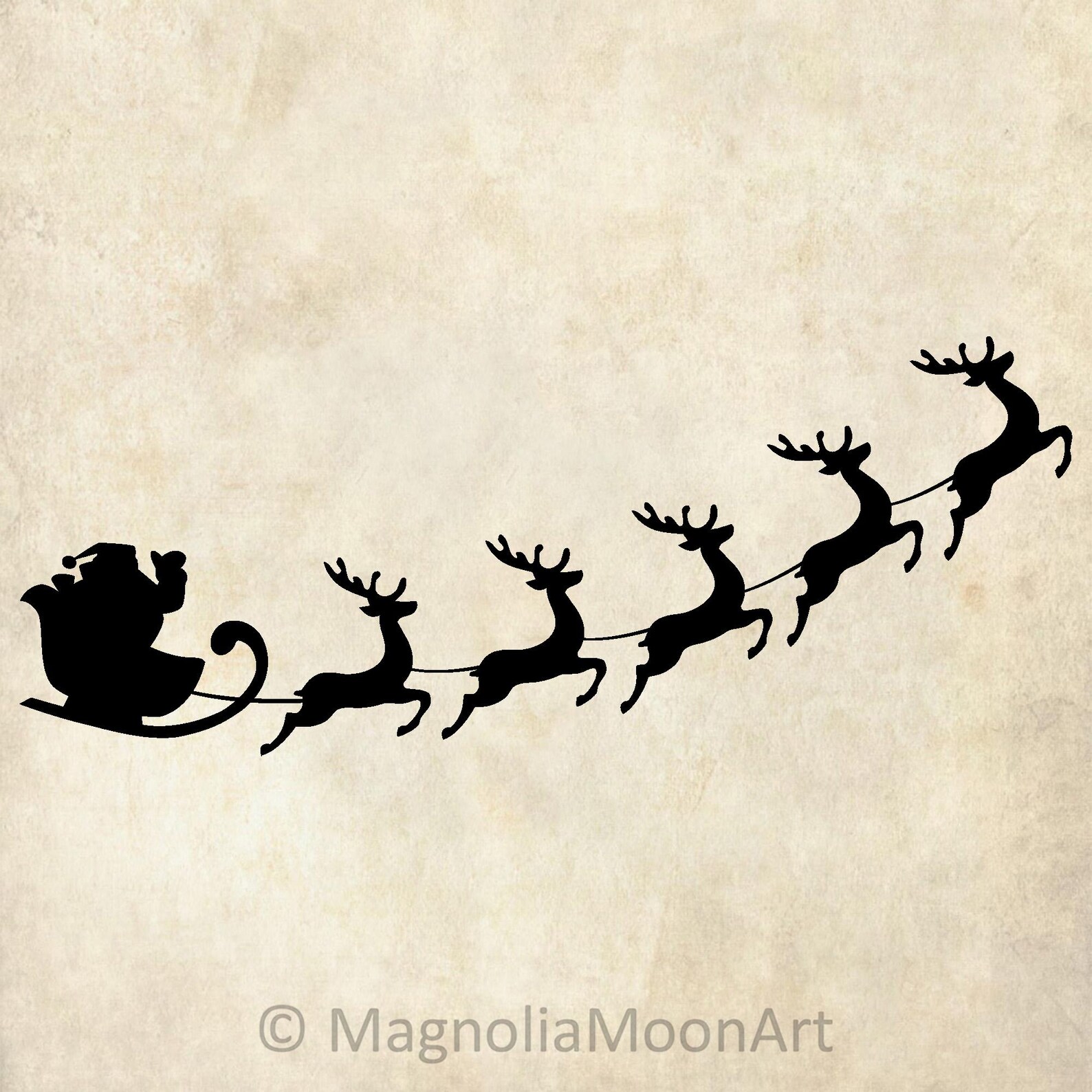 Santa Claus Flying Reindeer Sleigh SVG PNG DXF: Christmas Cut File ...