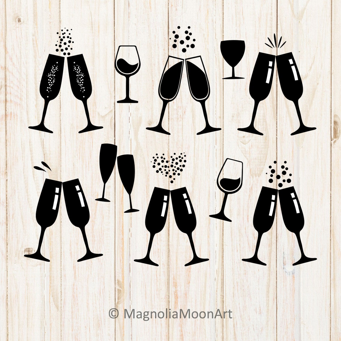 Champagne Glasses SVG Clipart: Celebration Vector Graphics (digital ...