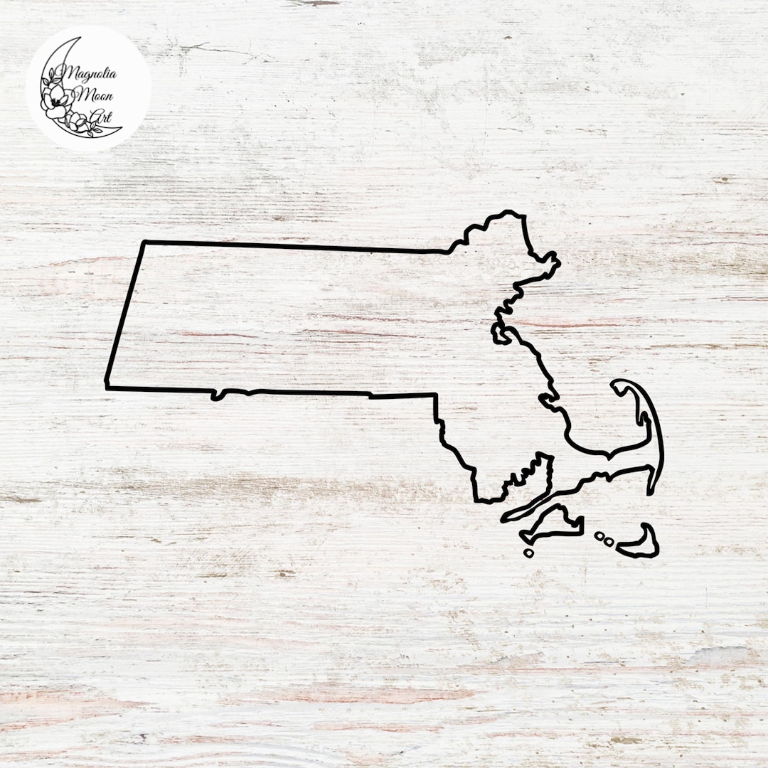 Massachusetts Outline SVG: MA State Map Vector Cut File - Etsy Australia