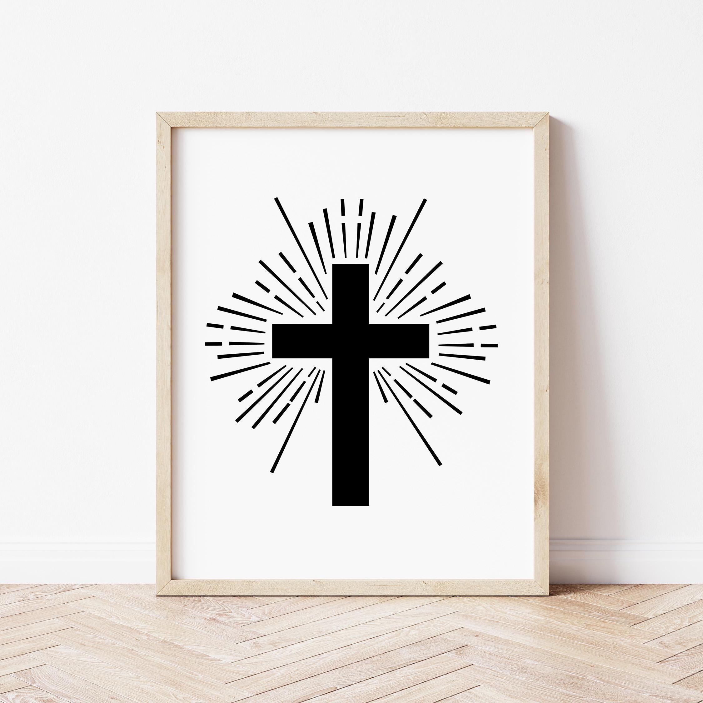 Croix chrétienne avec rayons SVG : clipart religieux (téléchargement ...
